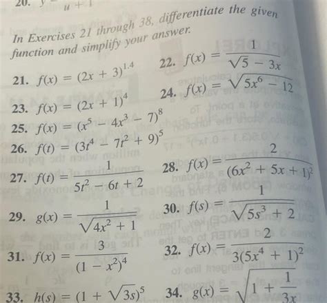 Solved In Exercises Through Differentiate The Given Chegg