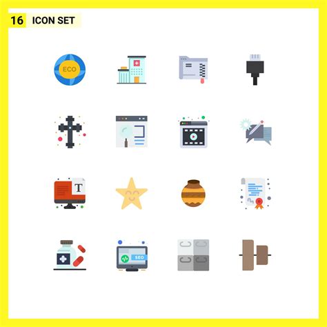 Flat Color Pack Of 16 Universal Symbols Of Christian Electronic Medical Devices Storage Editable