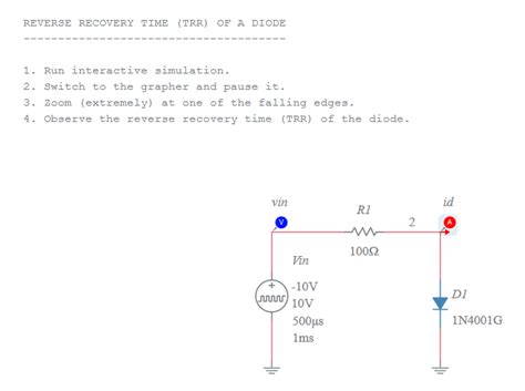 Reverse Recovery Time Trr Of A Diode Multisim Live