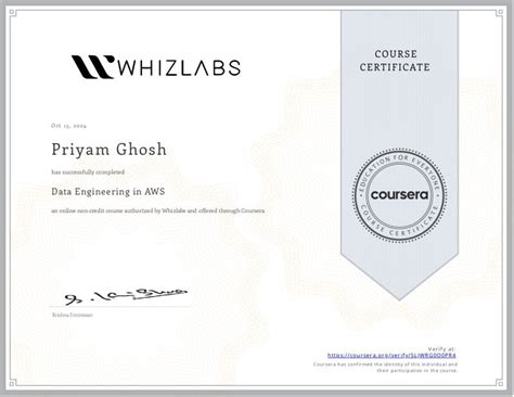 Priyam G On Linkedin Aws Dataengineering Etl Coursera Whizlabs