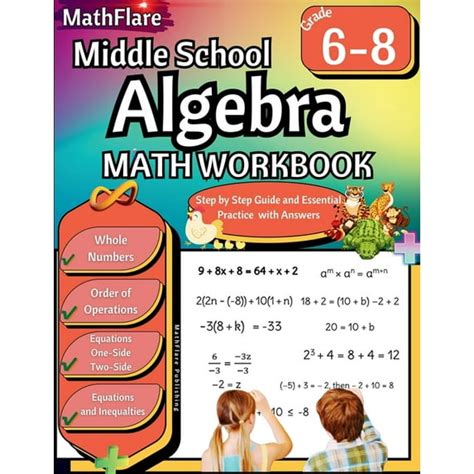 Mathflare Workbooks Middle School Algebra Workbook 6th To 8th Grade