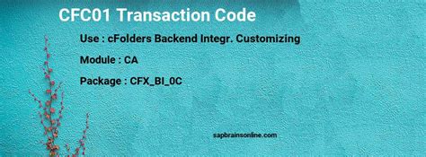 CFC SAP Tcode For CFolders Backend Integr Customizing