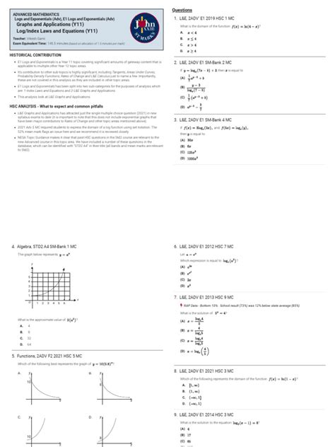 Logs And Exponentials Hsc Pack Pdf Exponential Function Function