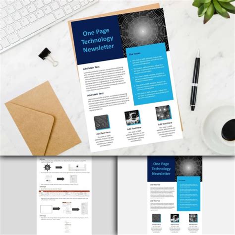 One Page Technology Newsletter Powerpoint Template MasterBundles