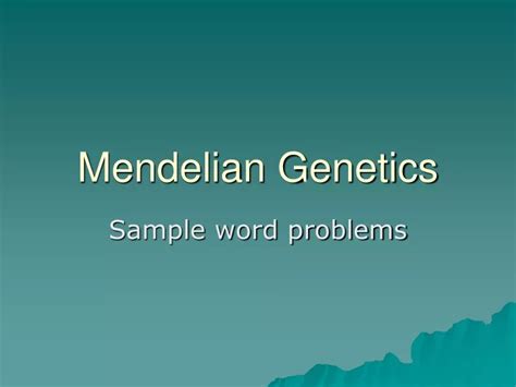 PPT Mendelian Genetics PowerPoint Presentation Free Download ID 9361799