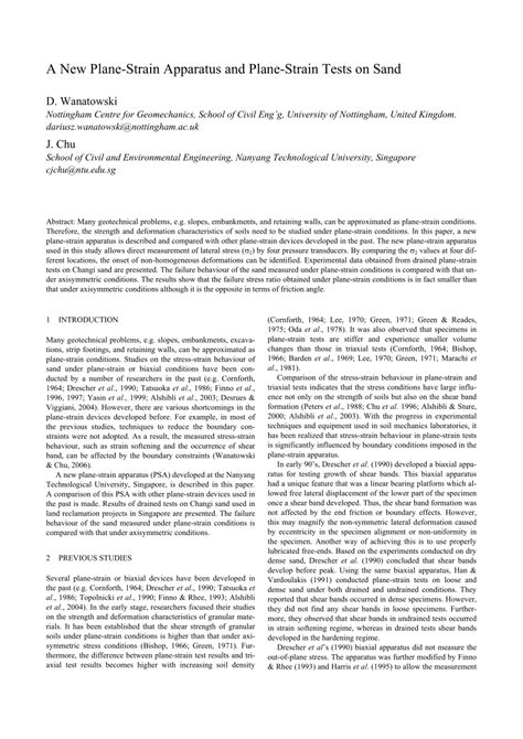 Pdf A New Plane Strain Apparatus And Plane Strain Tests On Sand