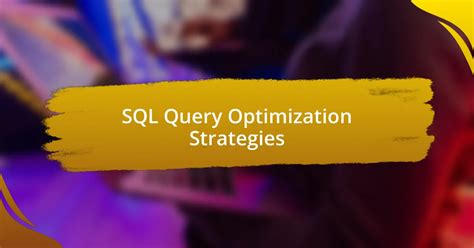 Sql Query Optimization Strategies Quiz Sg