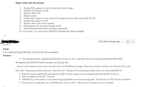 Pxe Error E53 After Upgrading Sccm To Win 10 Adk Software Spiceworks Community