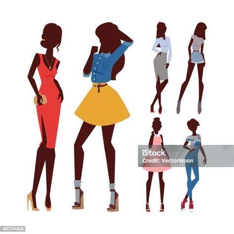 패션 모델 여자 실루엣 스케치 매력적인 아가씨 우아한 성인 문자 벡터 일러스트 레이 션 장식용 조각상에 대한 스톡 벡터 아트 및 기타 이미지 장식용 조각상 패션 패션