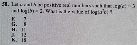 solved 58 let a and b be positive real numbers such that log a 3