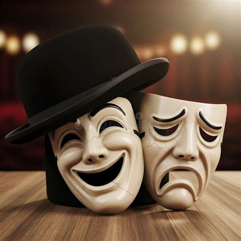 Comedy And Tragedy Masks Ancient Theater Symbol Doodle Stock Vector