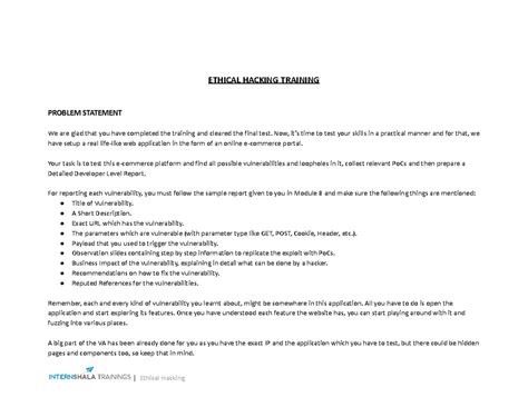 Project Problem Statement Ethical Hacking Training Problem Statement We Are Glad That You Have