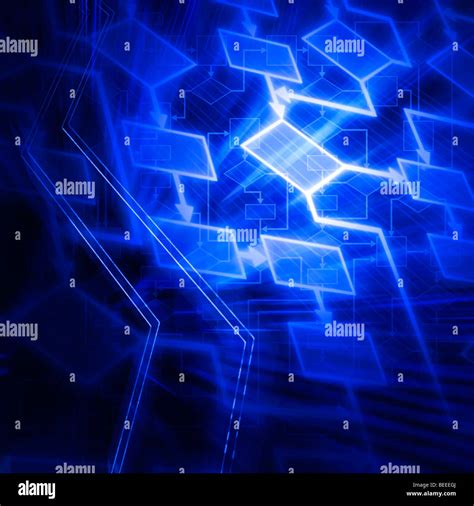 Glowing Blue Flowchart Diagram Conceptual Background Stock Photo Alamy