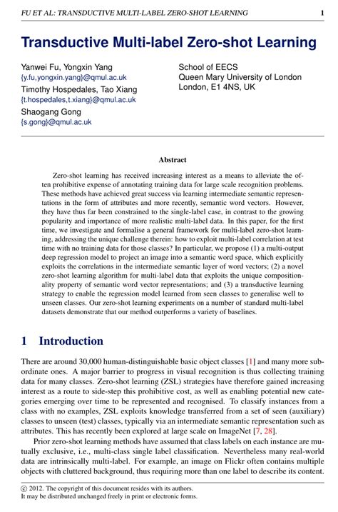 Pdf Transductive Multi Label Zero Shot Learning