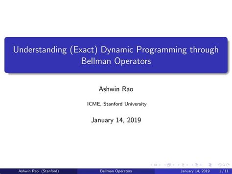 Understanding Dynamic Programming Through Bellman Operators Ppt