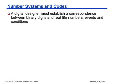 Eece 320 Digital Systems Design Lecture 2 Number