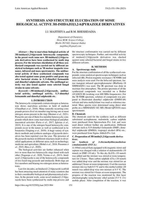 Pdf Synthesis And Structure Elucidation Of Some Biological Active 3h Imidazo[1 2 B]pyrazole