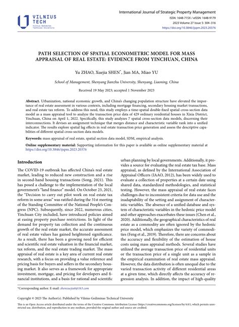 (PDF) Path selection of spatial econometric model for mass appraisal of ...