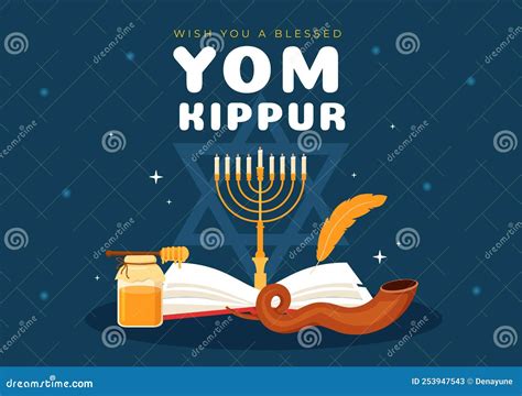 Yom Kippur Celebration Hand Drawn Cartoon Flat Illustration To Day Of