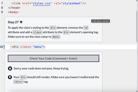 Error In Step 27 Learn Basic Css By Building A Cafe Menu Freecodecamp Support The