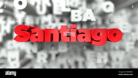Santiago Red Text On Typography Background 3d Rendered Royalty Free