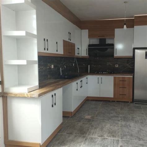 خرید و قیمت کابینت ملامینه با زیر ظرفشویی پی وی سی بدنه سفید ورنگ درب