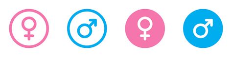 Ikon Gender Simbol Pria Dan Wanita Warna Pink Dan Biru Ilustrasi Vektor