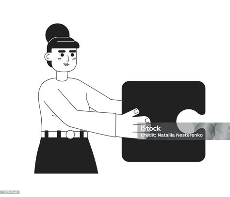 퍼즐 단색 플랫 벡터 문자를 들고 있는 라틴 비즈니스 여성 2차 도형에 대한 스톡 벡터 아트 및 기타 이미지 2차 도형 긍정적인 감정 표현 단일 이미지 Istock