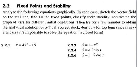 Solved Fixed Points And Stability Analyze The Following Chegg