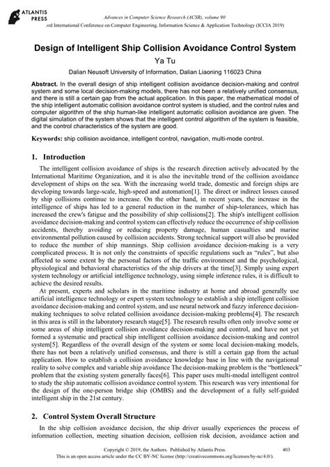 PDF Design Of Intelligent Ship Collision Avoidance Control System