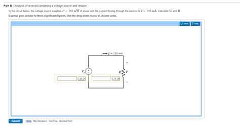 Solved Analysis Of A Circuit Containing A Voltage Source And Chegg Com