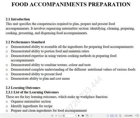 Food Accompaniments Pdf Notes Tvet Cdacc Level 6 Cbet Pdf Notes
