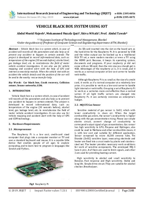 Pdf Irjet Vehicle Black Box System Using Iot Irjet Journal