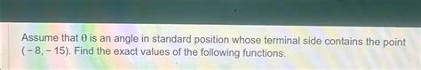 Solved Assume That θ ﻿is An Angle In Standard Position Whose
