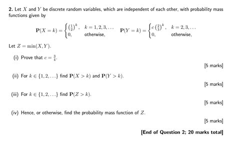 solved 2 let x and y be discrete random variables which