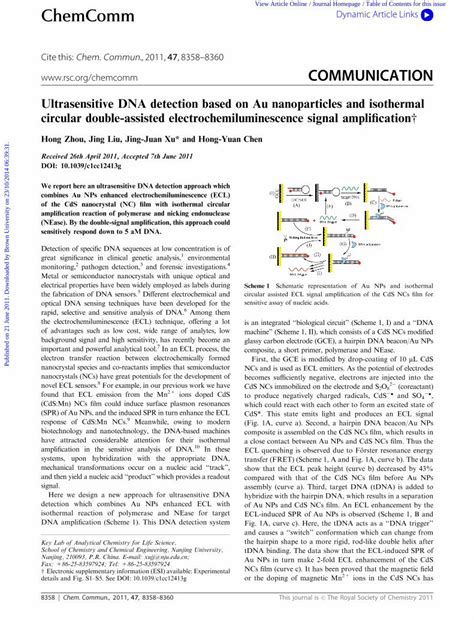 Pdf Ultrasensitive Dna Detection Based On Au Nanoparticles And Isothermal Circular Double