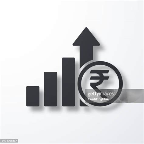 Indian Rupee Rate Increase Icon With Shadow On White Background High
