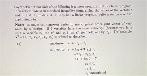 Solved 1 Say Whether Or Not Each Of The Following Is A