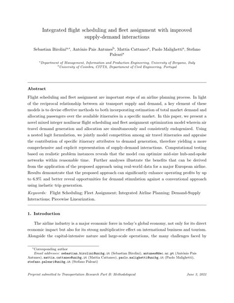 Pdf Integrated Flight Scheduling And Fleet Assignment With Improved