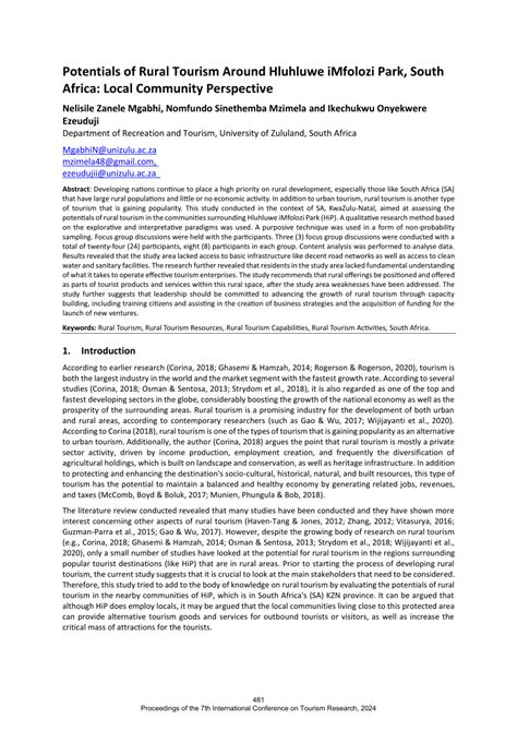 Pdf Potentials Of Rural Tourism Around Hluhluwe Imfolozi Park South