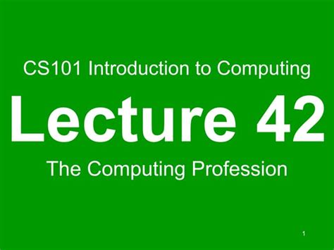 Cs 101 Introduction To Computer Computing Professionppt