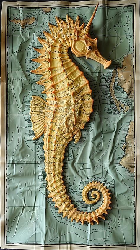 Premium Photo A Seahorse With A Map Of The Sea