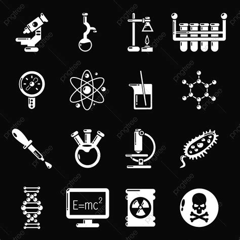 Chemistry Laboratory Icons Set Vector White Isolated On Grey Background