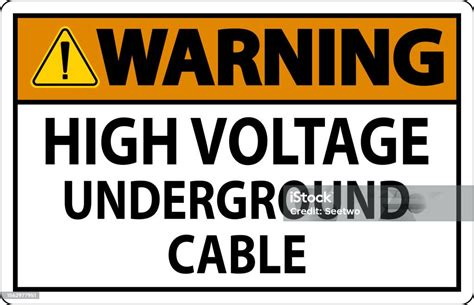 Warning Sign High Voltage Underground Cable Stock Illustration
