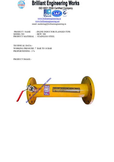 Fixed Inline Foam Inductor 3500 Lpm At Best Price In Mumbai Id 13988710148