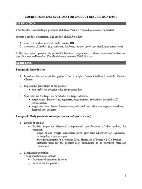 Guidelines Rubrics Product Description Pdf Adverb Linguistics