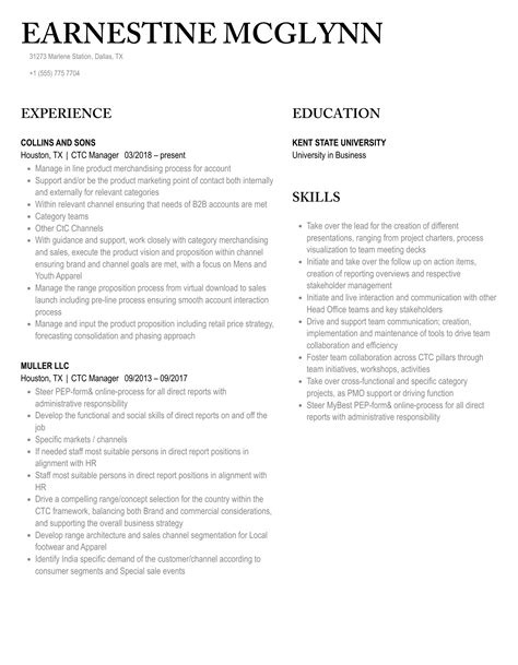 Ctc Manager Resume Samples Velvet Jobs