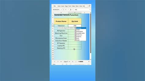 Randbetween Function In Excel Generate Random Numbers Youtube