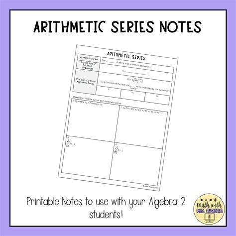 Arithmetic Series Guided Notes For Algebra 2 Made By Teachers