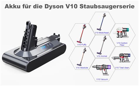 6000 mAh Ersatzakku für Dyson V10 Akku, Dyson V10 Animal V10 Absolute ...